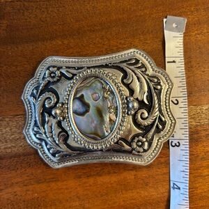 Vintage | Accessories | Vintage Blue Abalone Shell Enamel Belt Buckle ...